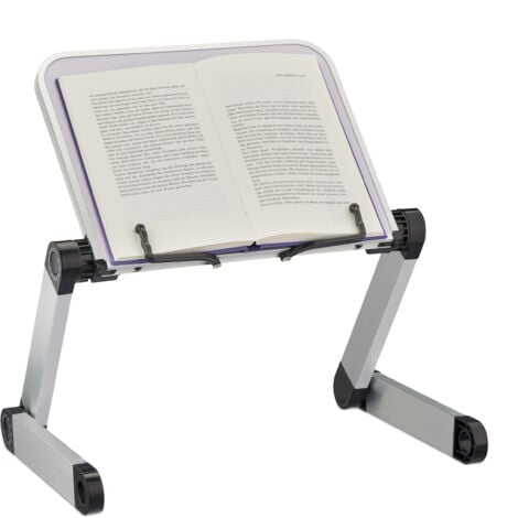 Relaxdays Reading Stand, Bamboo, Height-Adjustable, Book & Tablet Shelf ...