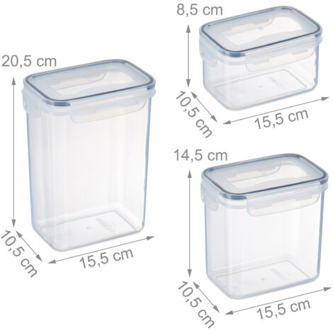 Relaxdays Storage Boxes with Lid, Set of 10, Airtight Jars, 2000 / 1400 ...