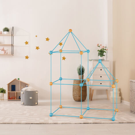 Relaxdays DIY Construction Toy, Children's Cave, 132-piece Set, Fort ...