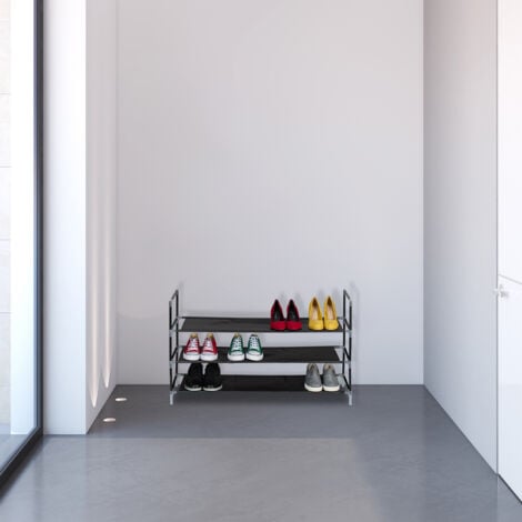 Relaxdays Shoe Rack, Metal Frame, Fabric Material Shelves, 3 Levels ...