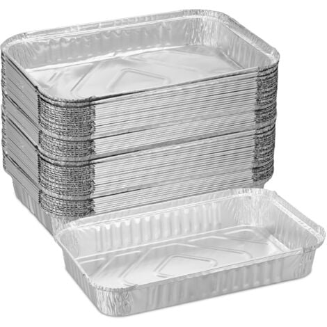 Relaxdays Set of 50 Aluminium Grill Trays, HWD: 4.5 x 31 x 21 cm ...