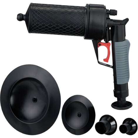 Relaxdays Compressed Air Pipe Cleaner, 4 Attachments for WC, Shower ...