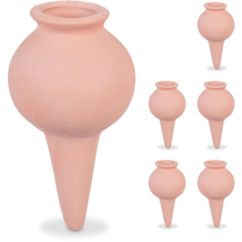 Relaxdays Clay Cone Set of 6, Houseplants & Flowerbeds, Automatic ...