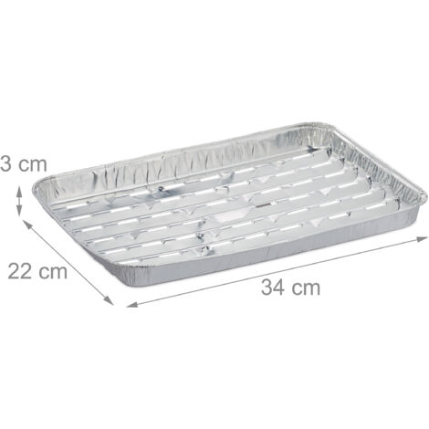 Relaxdays Set of 100 Aluminium Trays, HWD: 3 x 34 x 22 cm, Square, with ...