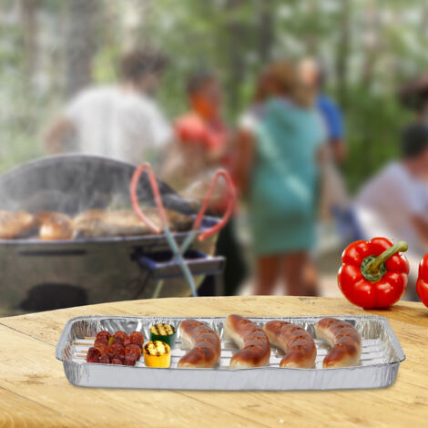 Relaxdays Set of 40 Aluminium Trays, HWD: 3 x 34 x 22 cm, Square, with ...