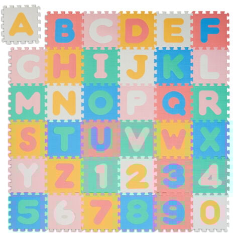 Relaxdays Puzzle Mat ABC and Numbers, 36 Pieces, Playmat for Children ...