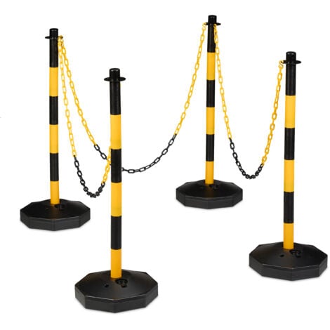 Relaxdays Barrier Post with Chain Set of 4, Mobile Chain Pole, H x D ...