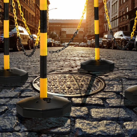 Relaxdays Barrier Post with Chain Set of 4, Mobile Chain Pole, H x D ...