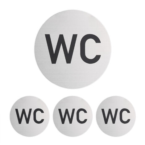 Relaxdays Set of 4 WC Labels, Toilet Sign, Round, Stick-on, Ø 10 cm ...