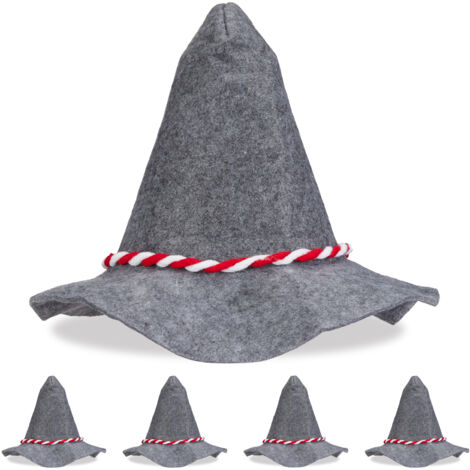 Relaxdays Bavarian Hat Set of 5, Red and White Cord, Carnival Headwear ...