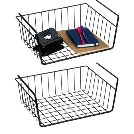 Relaxdays Under-Shelf Hanging Basket, Set of 2, for Cupboard, Shelf and ...