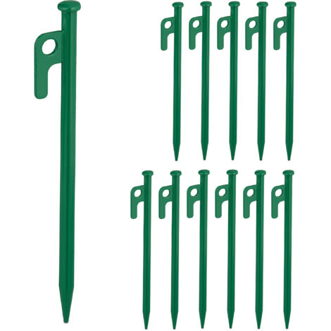 Relaxdays Tent Pegs Set of 12, Ground Anchor for Hard Soil, Camping ...