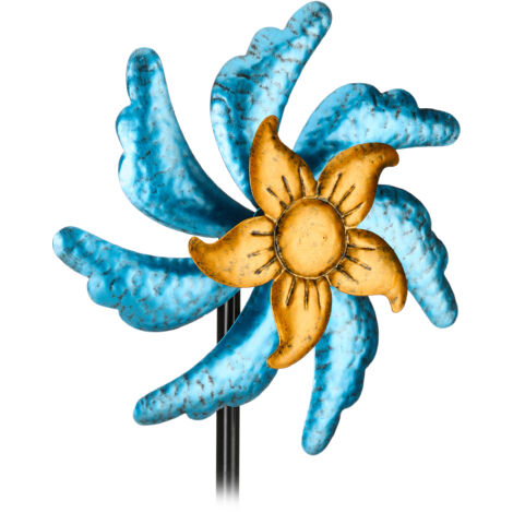 Relaxdays Wind Wheel for the Garden, Flower Plug with Ground Spike, HWD ...