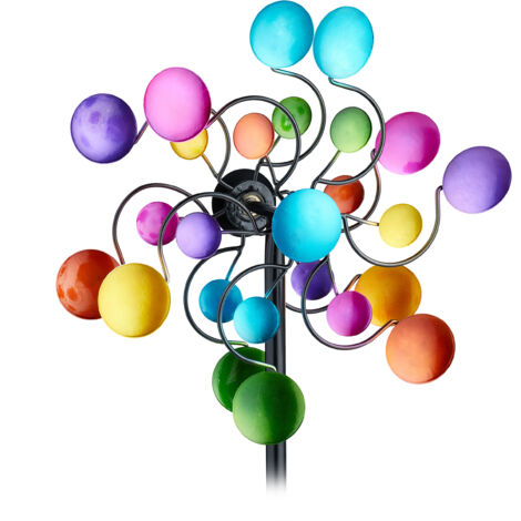 Relaxdays Wind Wheel for the Garden, Windmill Plug, Ground Spike, HWD ...