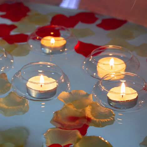 Relaxdays Floating Tea Light Holder, Set of 12, Glass, Water Decoration ...