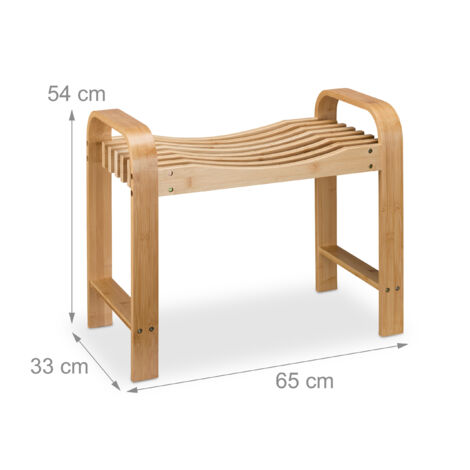 Relaxdays bathroom stool, bamboo, handles, ergonomic seat, HxWxD: 54 x ...
