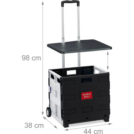 Relaxdays Shopping Trolley, Foldable, Basket with Wheels, Lid ...