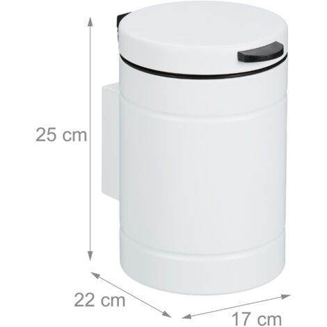 Relaxdays Bathroom Wall Bin, 3L, Soft Close, Inner Container, Metal ...