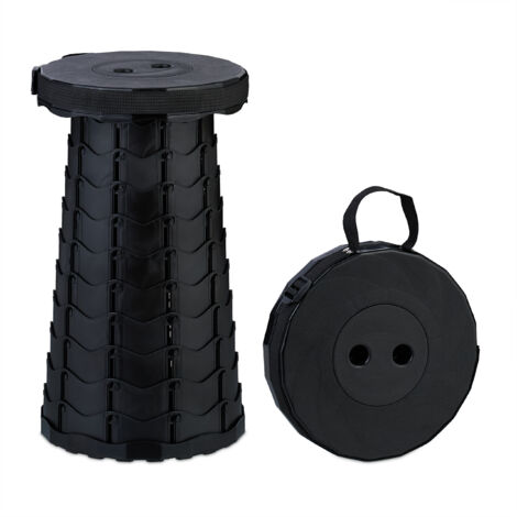 Relaxdays Telescopic Stool, Foldable, Carrying Strap, Outdoor, Height ...