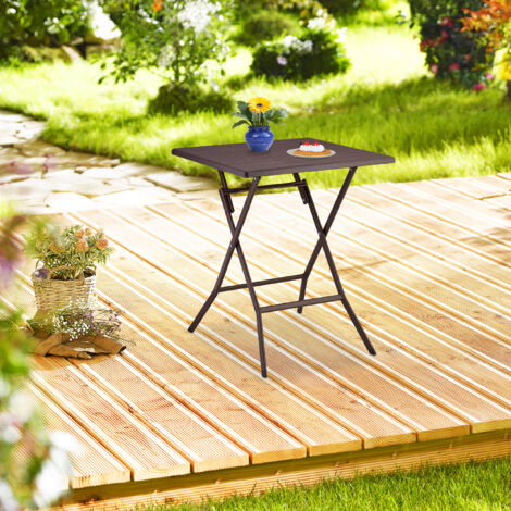 Relaxdays Garden Table, Foldable, HWD: 73 x 62 x 62 cm, Plastic, Steel ...
