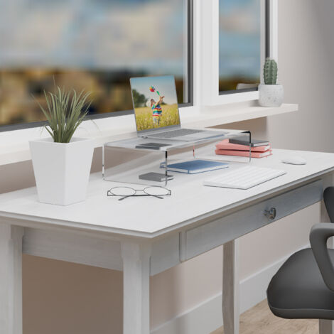 Relaxdays Acryl Monitor Stand, Ergonomic Screen Holder, Neck Comfort ...