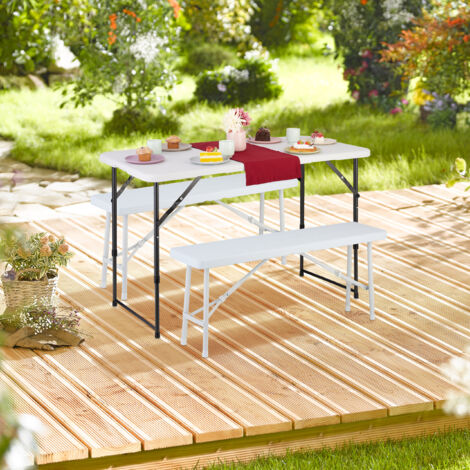 Relaxdays Garden Table, Foldable, HWD: 53.5 x 120 x 60, Plastic, Steel ...