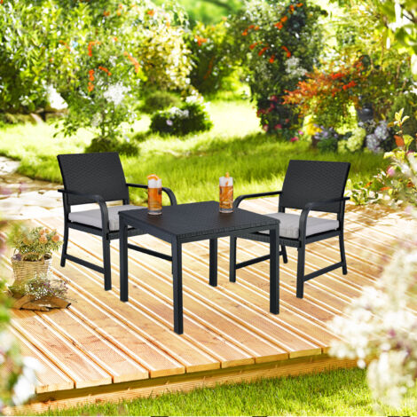 Relaxdays Balcony Furniture Set, 3-piece, 1 table & 2 Chairs, Garden ...