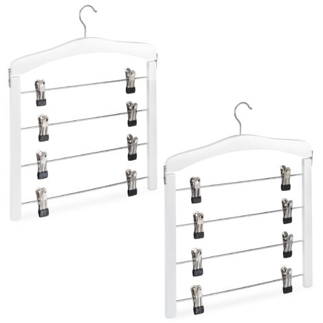 Relaxdays Multi Hangers, Set of 2, Space-Saving, 4 Hangers with Trouser ...