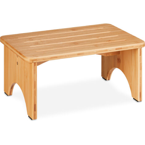 Relaxdays Footstool Bamboo, up to 100 kg, Stable Step Stool, HWD: 17.5 ...