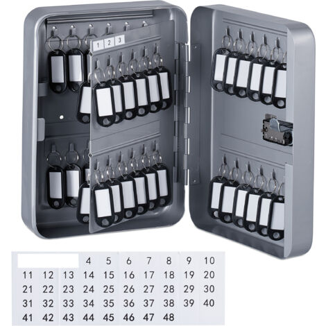 Relaxdays Key Box, Wall Cabinet, Combination Lock, 48 Hooks, with Key ...