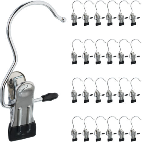 Relaxdays Laundry Hooks, Set of 25, Boot Clips, Rubberised Hangers, 360 ...
