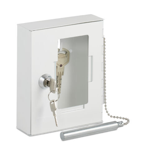 Relaxdays Lockable Emergency Key Box, Glass Panel, Hammer, Quick Access ...