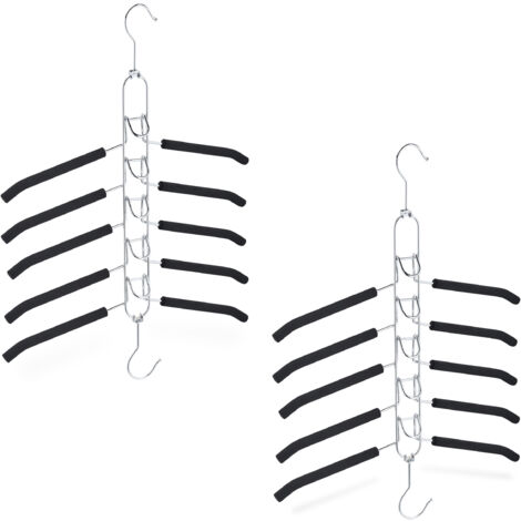 Relaxdays Set of 2 Space-Saving Multiple Clothes Hangers, 5 Slots each ...
