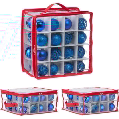 Relaxdays 3x Christmas Bauble Storage Box, 32 Compartments, HWD: 16 x ...