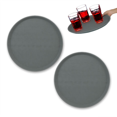 Relaxdays 2x Serving Tray, Round Ø 40cm, Bar Drinks Plate, Non-Slip ...