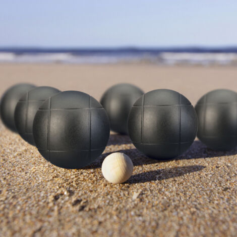Relaxdays Boules Set, 8 Steel Balls, with Target, Distance Measure ...