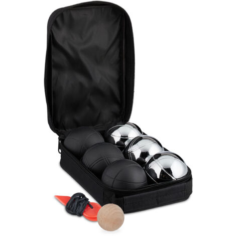 Relaxdays Boules Set, 6 Steel Balls, Target, Distance Measure ...