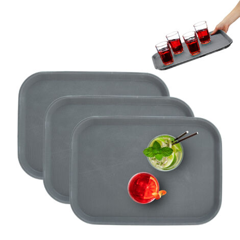 Relaxdays 3x Serving Tray, Rectangular, Bar Drinks Plate, Non-Slip ...