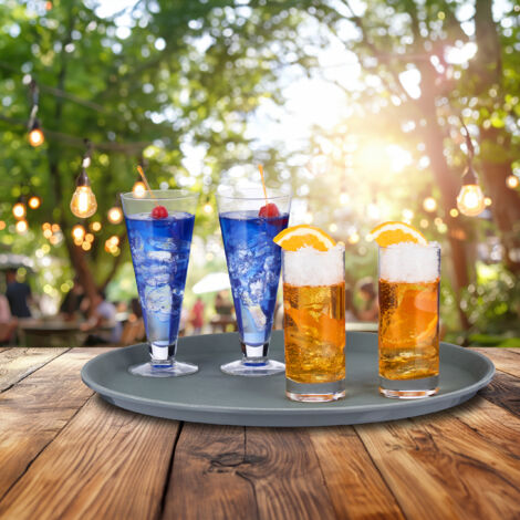 Relaxdays 2x Serving Tray, Round Ø 35 cm, Bar Drinks Plate, Non-Slip ...