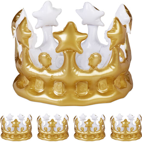 Relaxdays 5x Inflatable Crown, Costume Accessory for Carnival, Princess ...