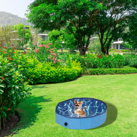 Relaxdays Dog Pool, HxD: 20 x 80 cm, Foldable, with Drain Valve, Pet ...