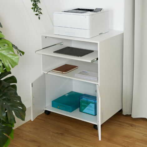 Relaxdays Mobile Office Pedestal with 2 Compartments & Keyboard Tray ...