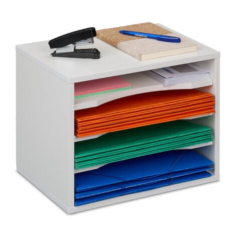 Relaxdays Document Organiser, A4 Size, 4 Compartments, Desk Storage ...
