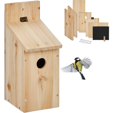 Relaxdays Nesting Box Kit, for Birds, 32 mm Entrance, HWD: 29.5x11.5x17 ...