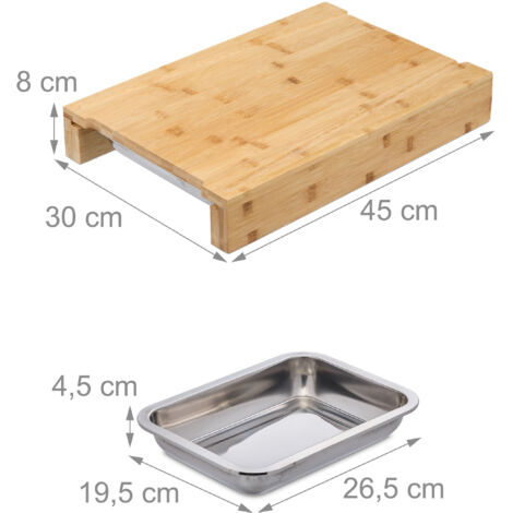 Relaxdays Bamboo Chopping Board with 2 Removable Trays, HWD: 8 x 45 x ...