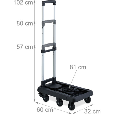 Relaxdays Platform Truck, Folding Trolley, Extendable Handle, 4 Swivel ...
