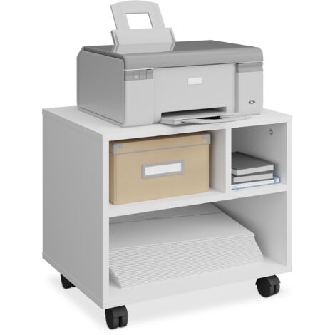 Relaxdays Printer Stand with Storage, 3 Shelves, Tray, Cupboard, Office ...