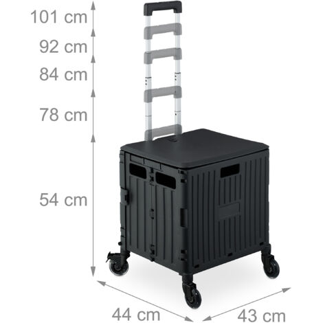 Relaxdays Foldable Shopping Trolley, Collapsible Basket on 4 Wheels, up ...