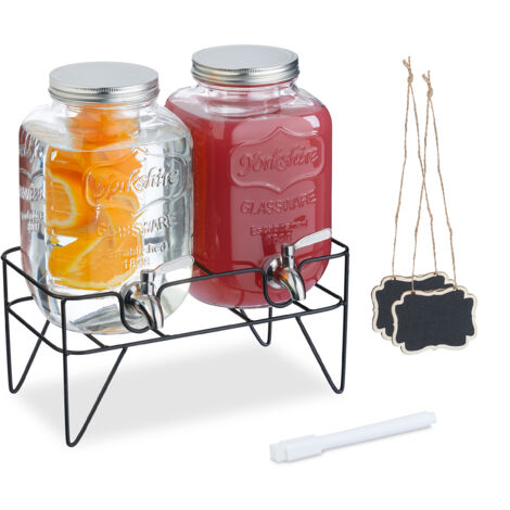Relaxdays Set of 2 Drink Dispensers, 4L Beverage Container, Party ...