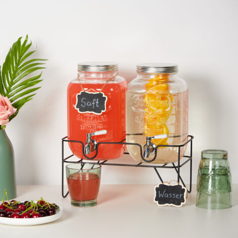 Relaxdays Set of 2 Drink Dispensers, 4L Beverage Container, Party ...